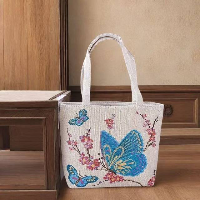 Double-sided gold silk hand-held canvas small bag, wear-resistant and ...