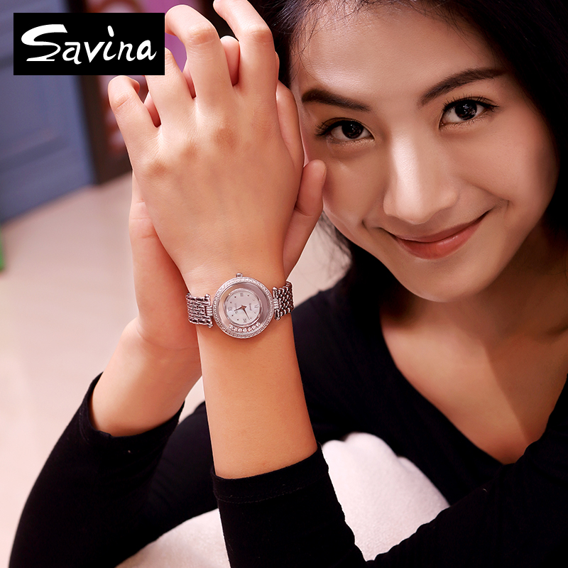 【女神节】savina小表盘镶钻手表女2022年新款轻奢百搭石英女表_虎窝淘