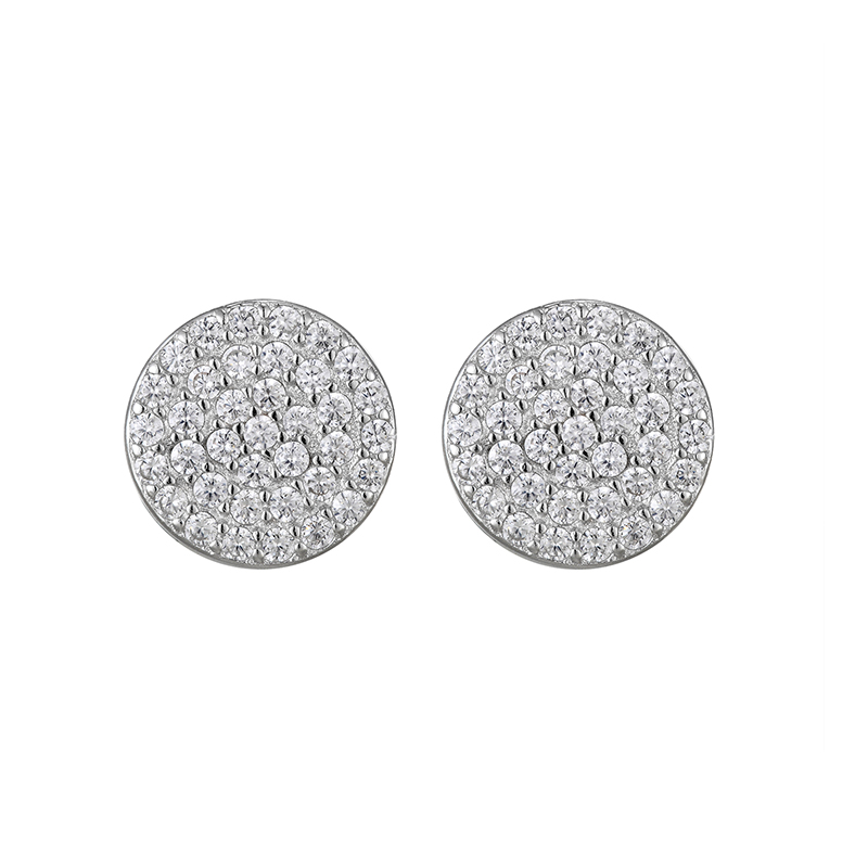 【潮WOO专属】KREAM S925纯银圆碎钻耳钉男嘻哈女同款_虎窝淘