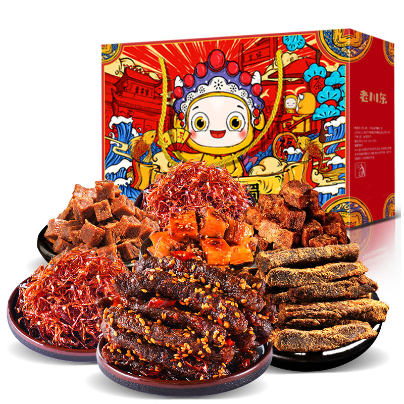 老川东味嗨巴蜀礼盒517g四川特产牛肉干灯影丝小吃零食年货大礼包_虎窝淘