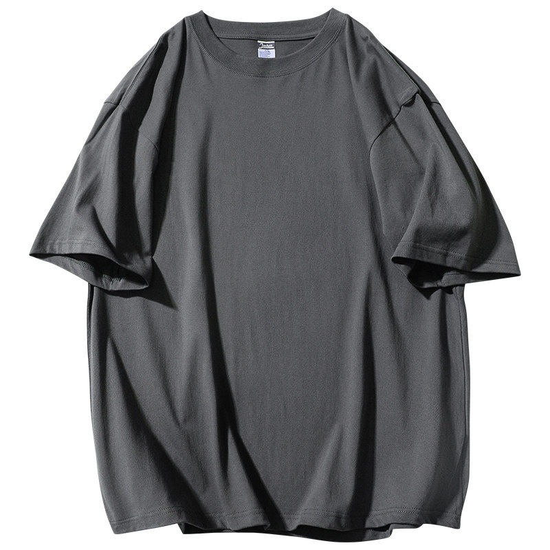 二本针240g重磅美式t恤男短袖纯色纯棉基础圆领厚实打底衫男女款_虎窝淘