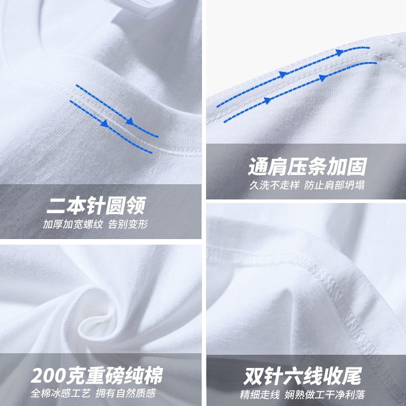 220g重磅短袖T恤男潮牌纯棉夏季宽松ins潮流男女纯色冰丝冰感半袖_虎窝淘