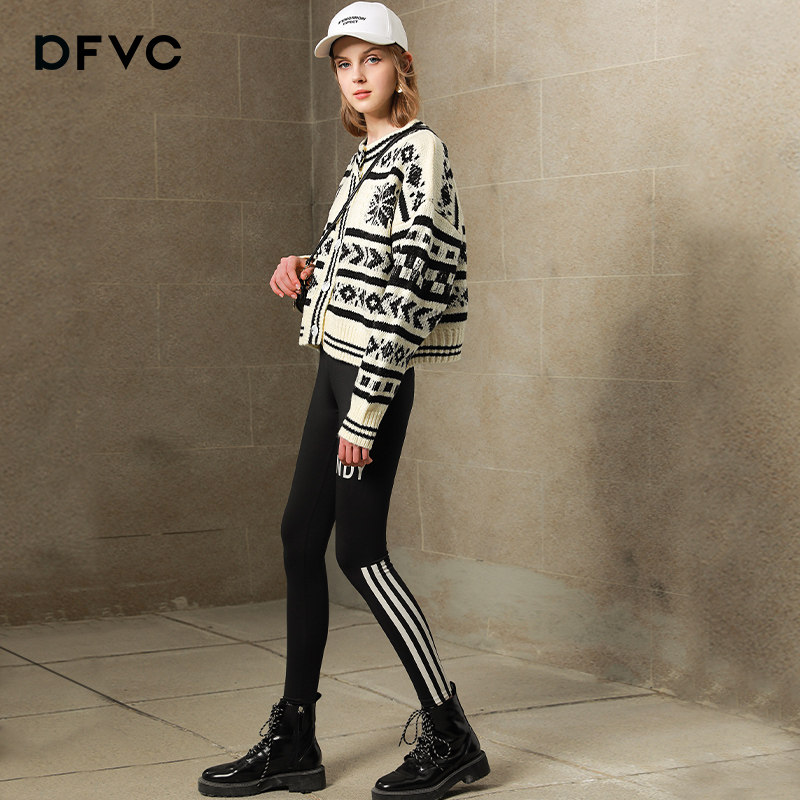 dfvc小个子毛衣针织衫女2022新款雪花宽松短款拼色开衫外套学院风_虎窝淘