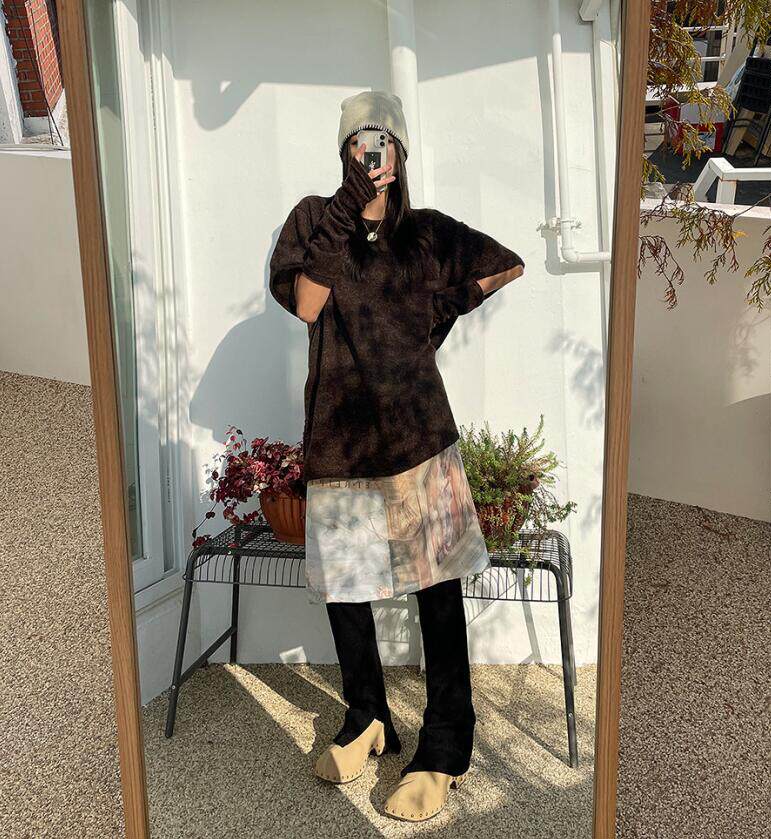 Unique SEI小众个性复古新年红圆领宽松短袖T恤+袖套时髦两件套_虎窝淘