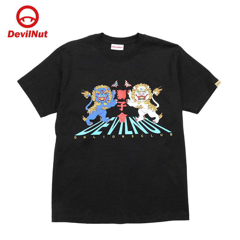 DEVIL NUT恶魔潮牌夏季新款男女情侣国潮短袖T恤狮子会 STY_虎窝淘