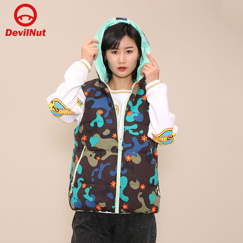 DEVIL NUT潮牌恶魔无性别情侣流感外套保暖羽绒马甲新ASV_虎窝淘