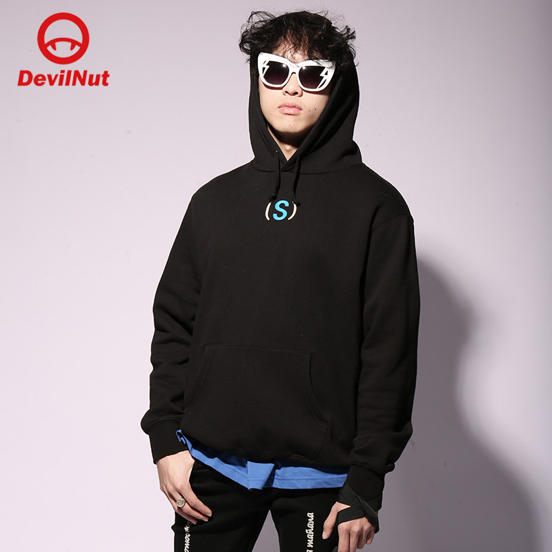 DEVIL NUT潮牌 DNS恶魔新款男女灰色印花休闲宽松卫衣上衣 ATY_虎窝淘