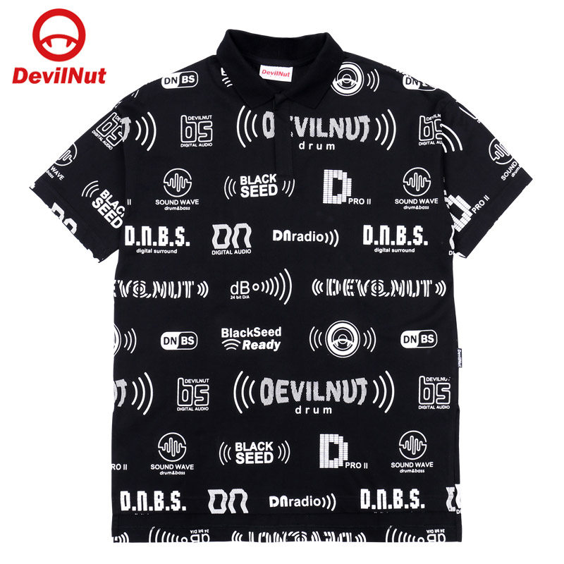 DEVIL NUT小恶魔潮牌春夏新款男女情侣T恤短袖POLO衫黑种子 STY_虎窝淘