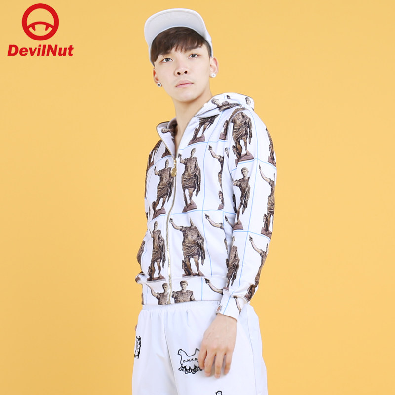 DEVIL NUT潮牌凯撒拉链宽松情侣男士卫衣主 SFV_虎窝淘