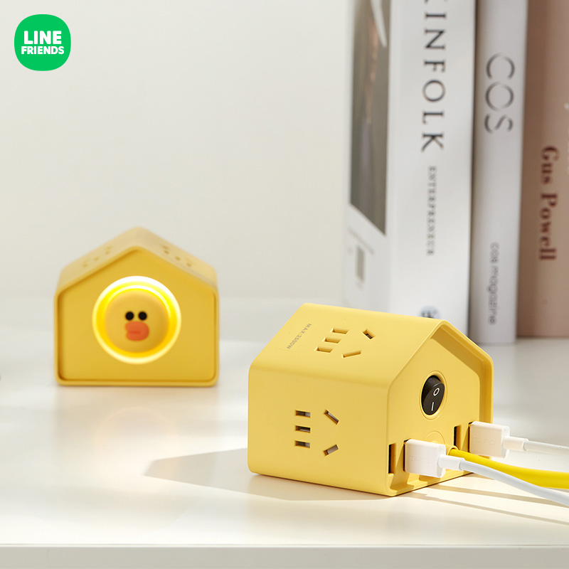 LINE FRIENDS连我朋友 BROWN USB魔方插座多孔多功能装饰转换器_虎窝淘