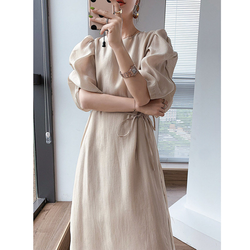 AKSAYA高端定制高级感气质天丝连衣裙女装法式复古温柔轻熟风夏季_虎窝淘