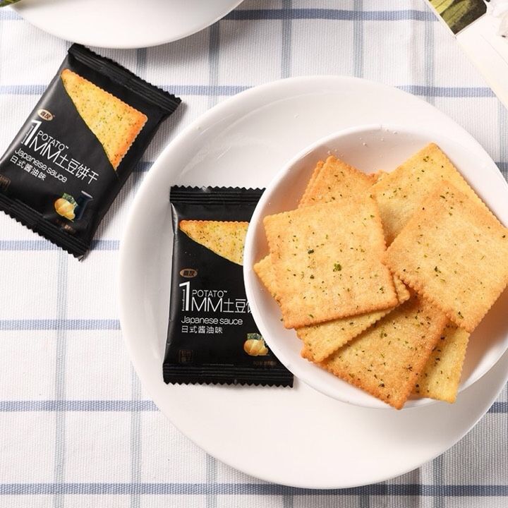 嘉友土豆饼干1MM薄脆马铃薯脆318G*4盒烧烤海苔独立装休闲咸饼干_虎窝淘
