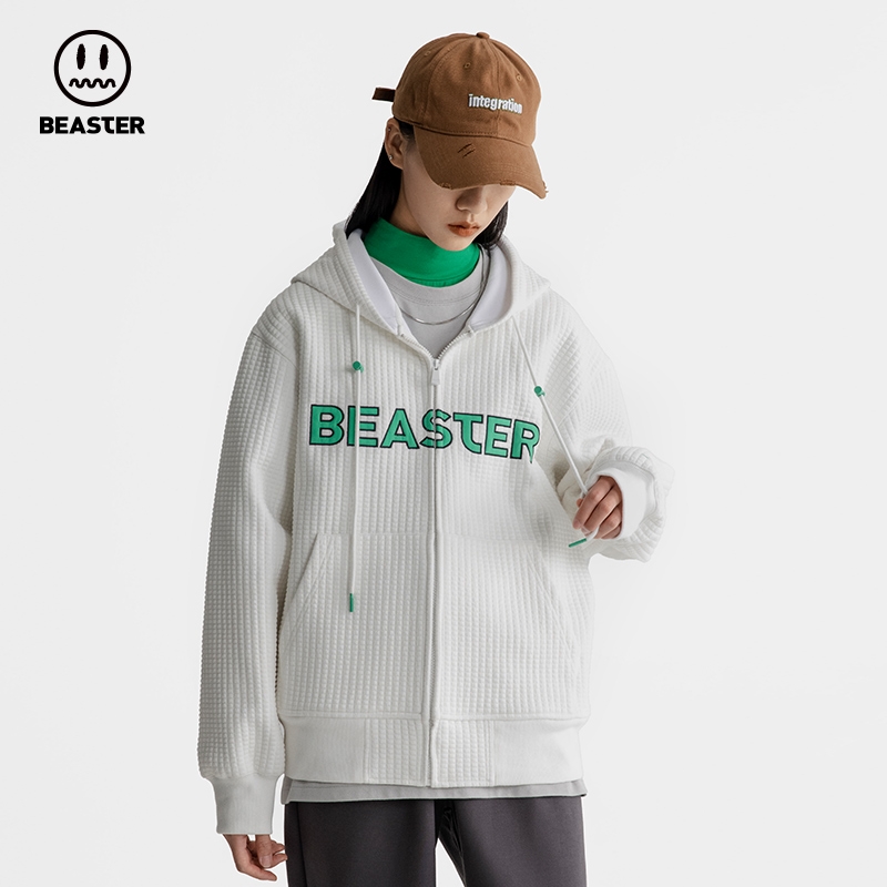 BEASTER重磅350g官方小恶魔国潮潮流鬼脸情侣连帽卫衣外套帽衫男_虎窝淘