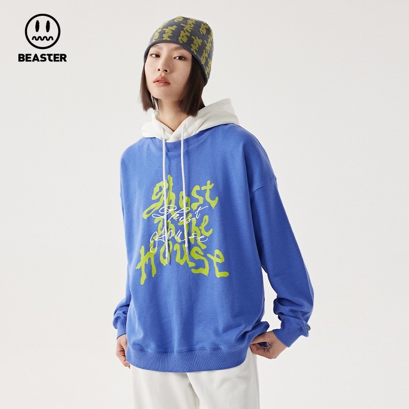 BEASTER官方小恶魔国潮鬼脸套头圆领卫衣国潮嘻哈印花上衣男女款_虎窝淘