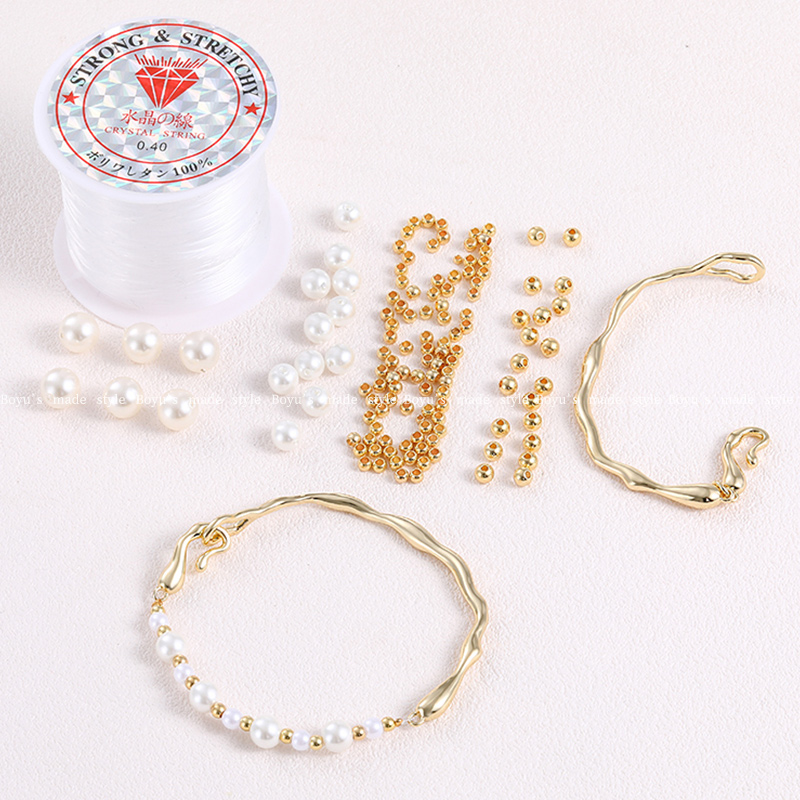 14K包金珍珠金珠链条串珠链子高端手串手作手工编织diy材料包配件_虎窝淘