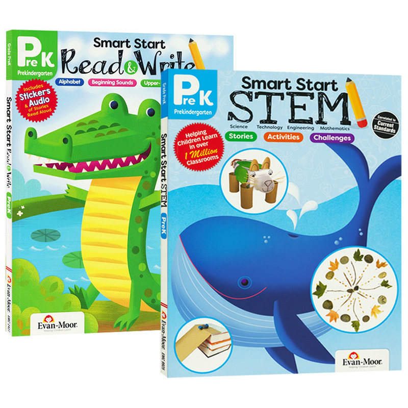英文原版聪慧启蒙系列英语阅读与写作科学练习册幼儿园小中班 Smart Start Read and Write STEM Grade PreK_虎窝淘