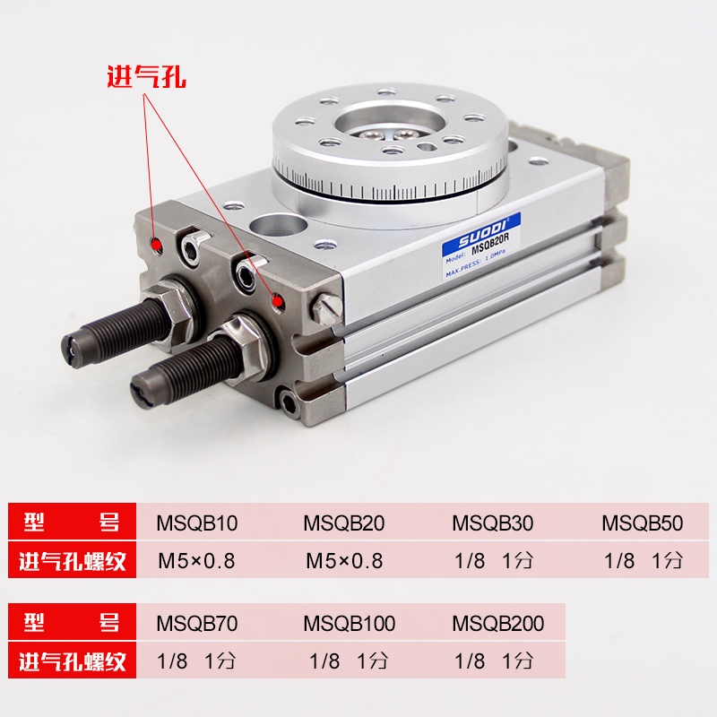 摆动旋转气缸MSQB10A/20A/30A/50A/70A/100A/200A可带缓冲SMC型_虎窝淘