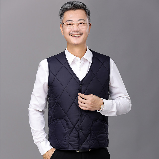 2024 New Down Cotton Vest Men's Autumn and Winter Middle-aged and ...