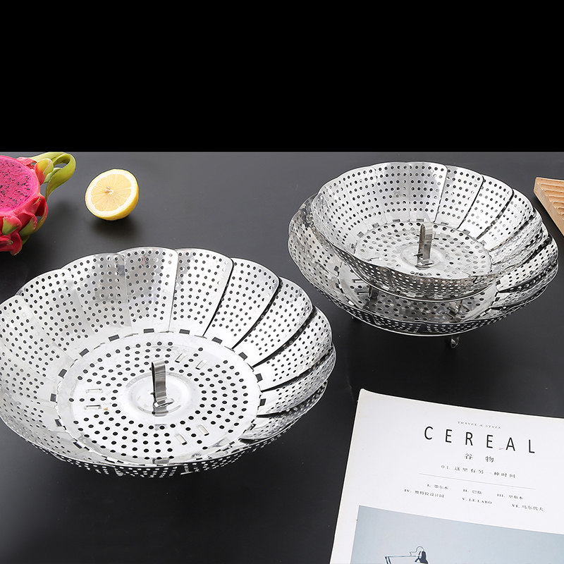 不锈钢折叠蒸架304蒸笼架蒸笼蒸盘家用多功能伸缩隔水万能蒸包子_虎窝淘