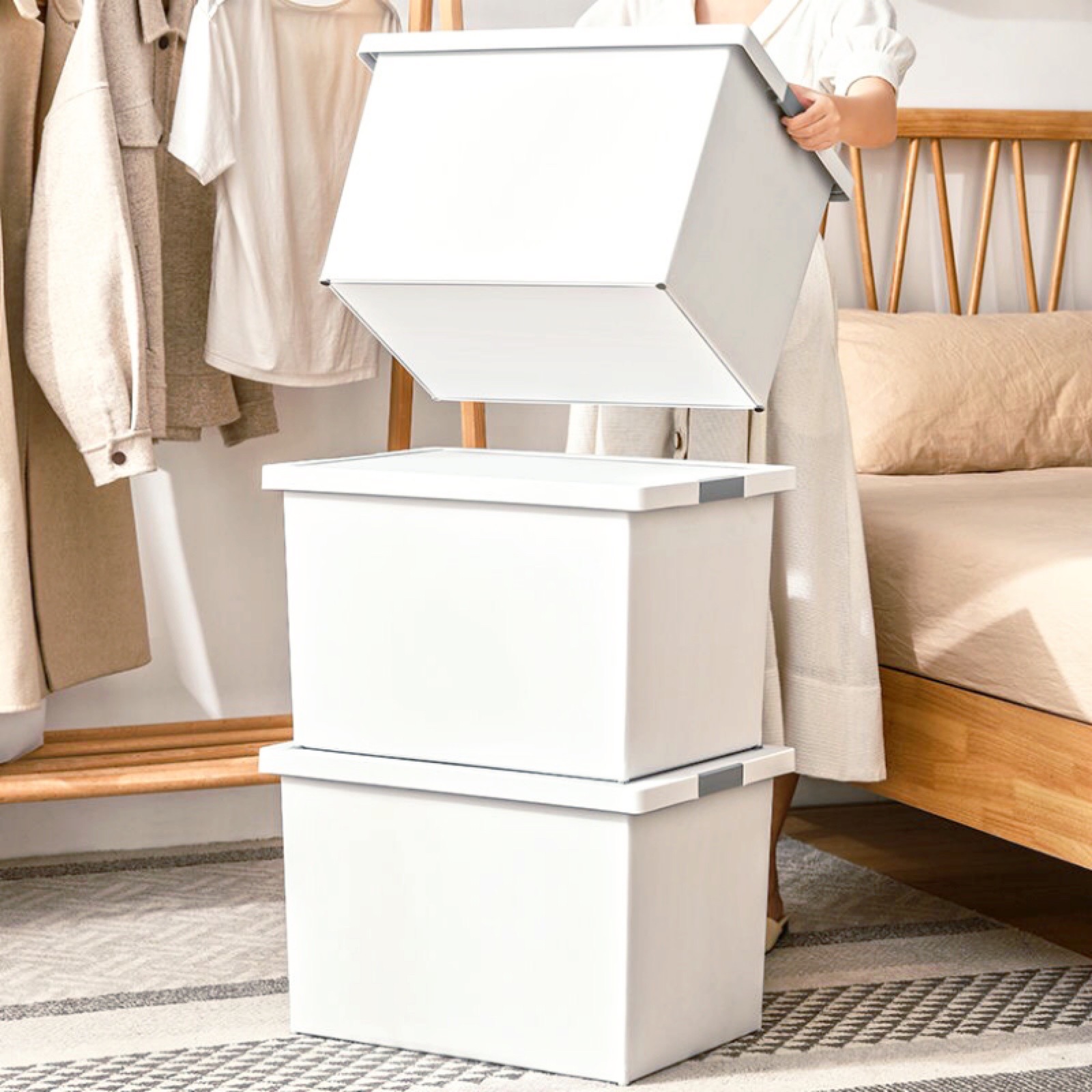 收纳箱家用储物盒加厚整理神器塑料特大号衣柜收纳箱子磨砂收纳盒_虎窝淘