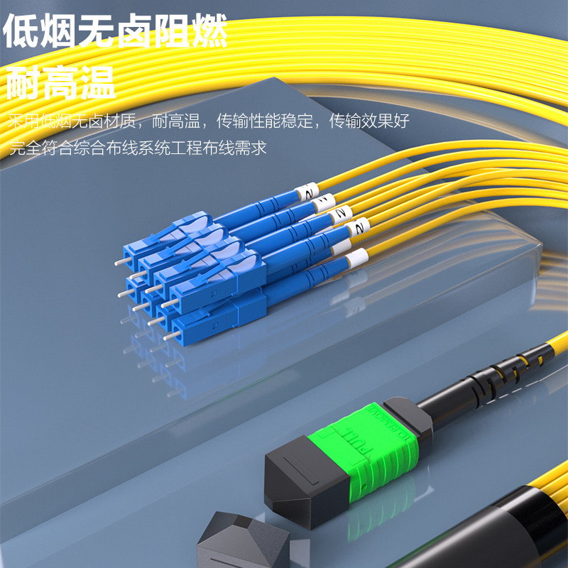 海奈国产/进口MTP/MPO母头-LC8芯12芯单模多模万兆OM4跳线OM3光纤数据中心机房3米_虎窝淘