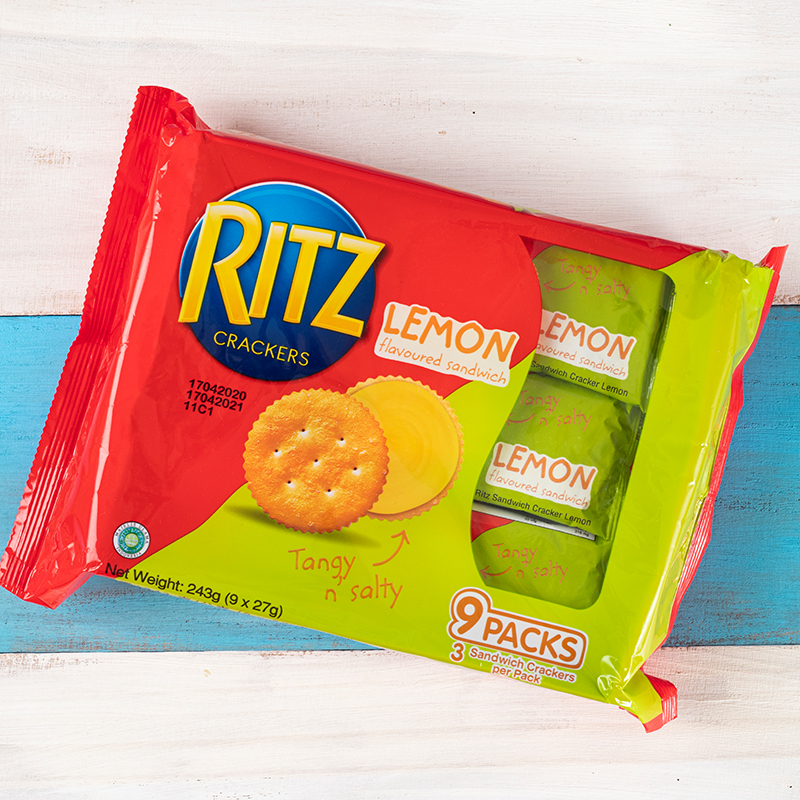 印尼进口RITZ卡夫乐之夹心饼干柠檬芝士味巧克力夹心零食243g*3袋_虎窝淘