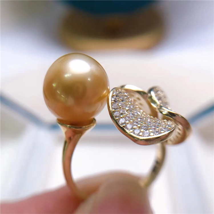 DIY珍珠配件 18K铜包金热巴唯美吊坠S925银针耳钉戒指三件套空托_虎窝淘