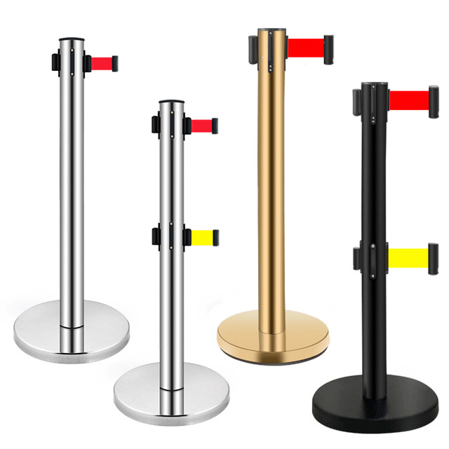 Warning belt type stainless steel retractable fence 3m 5m double layer ...