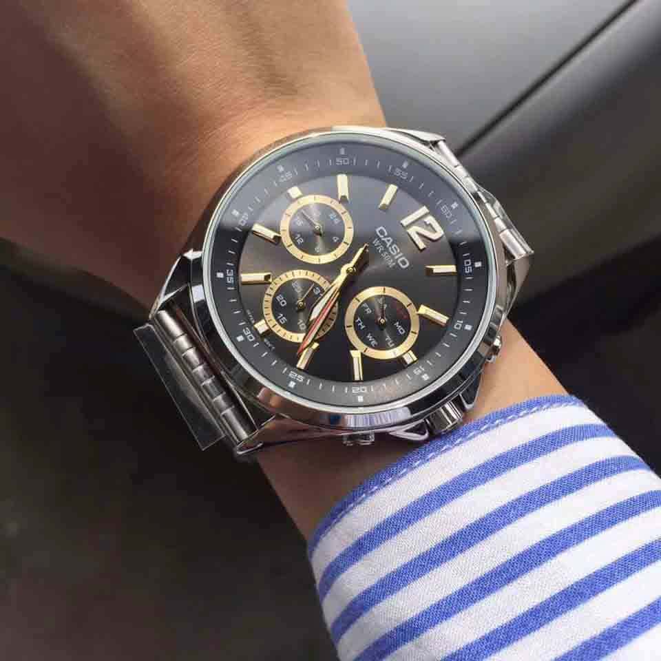 卡西欧商务时尚男士三眼指针星期日期大表盘手表MTP-E303D E305_虎窝淘