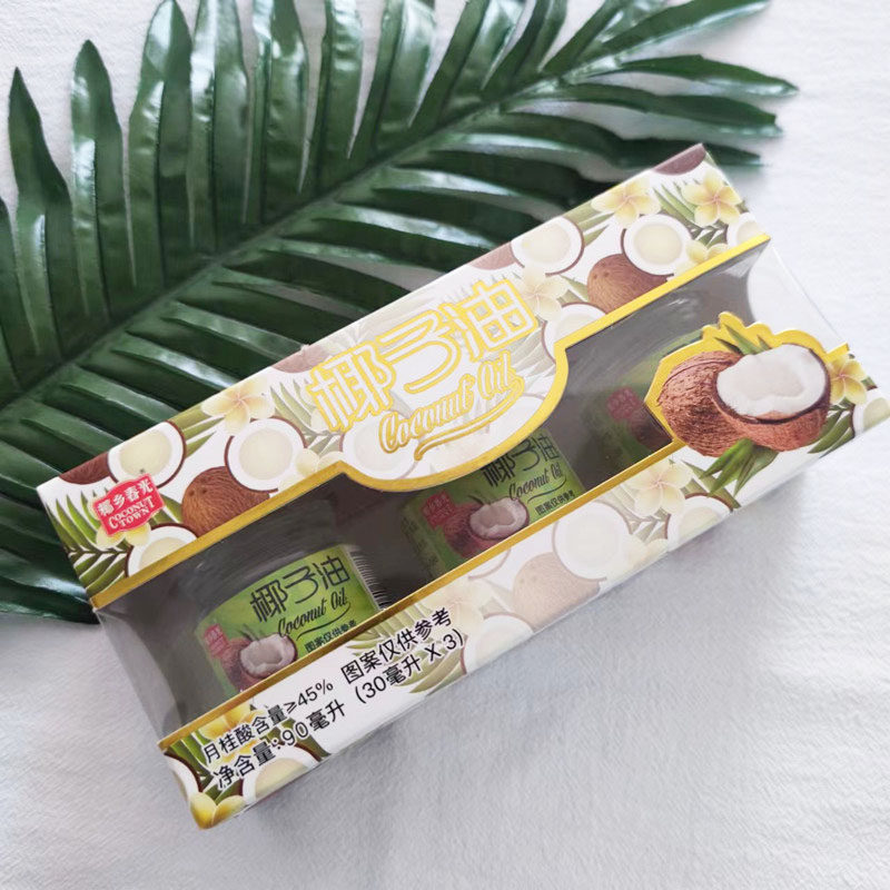 包邮春光食品椰子油30mlX3瓶共90ml天然新鲜初榨椰子油海南特产_虎窝淘