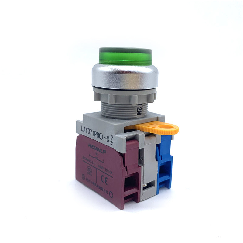 LAY37(PBC)-C带灯按钮开关HZSANLI杭州三利机电LED灯银点航空品质_虎窝淘