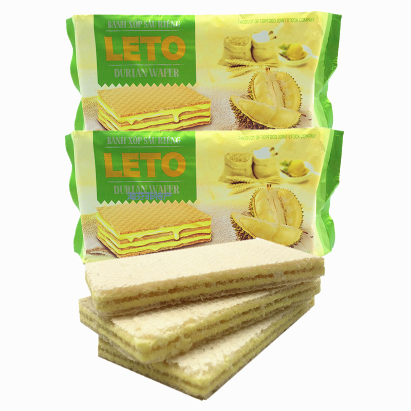 正品越南leto威化饼榴莲味芝士奶酪夹心饼干进口爆款休闲零食 2袋_虎窝淘