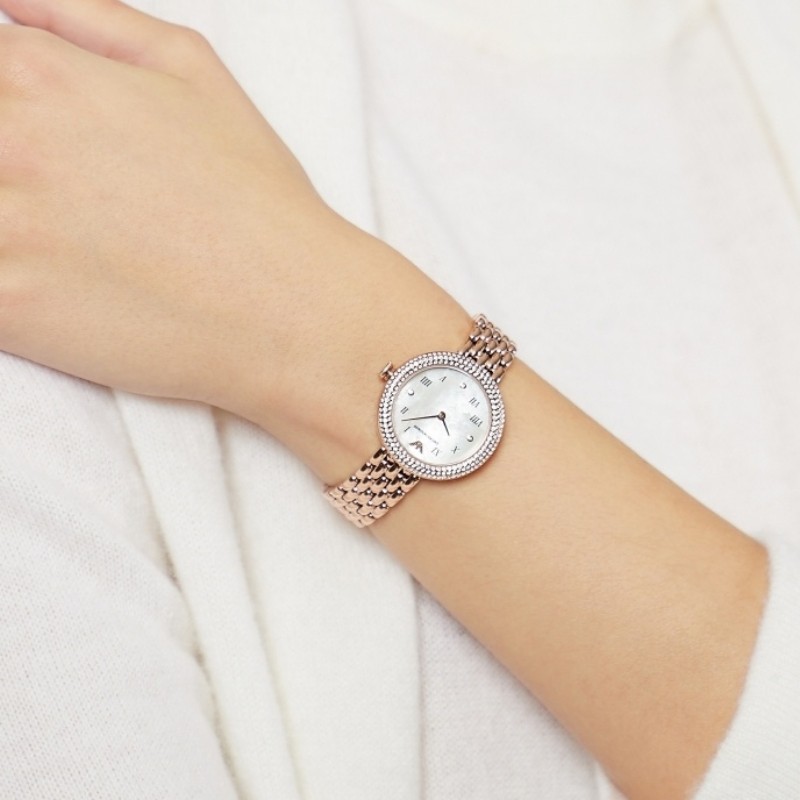 【官方】Armani阿玛尼镶钻玫瑰小圆盘钢带满天星手表女表AR11355_虎窝淘