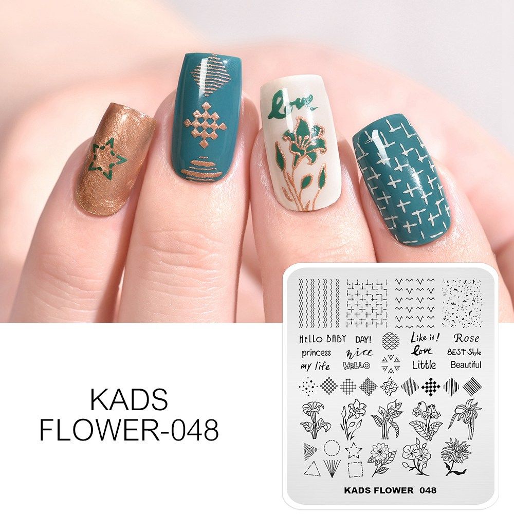 KADS FLOWER 25-48美甲印花板花纹各种形状花朵美甲指甲模板_虎窝淘