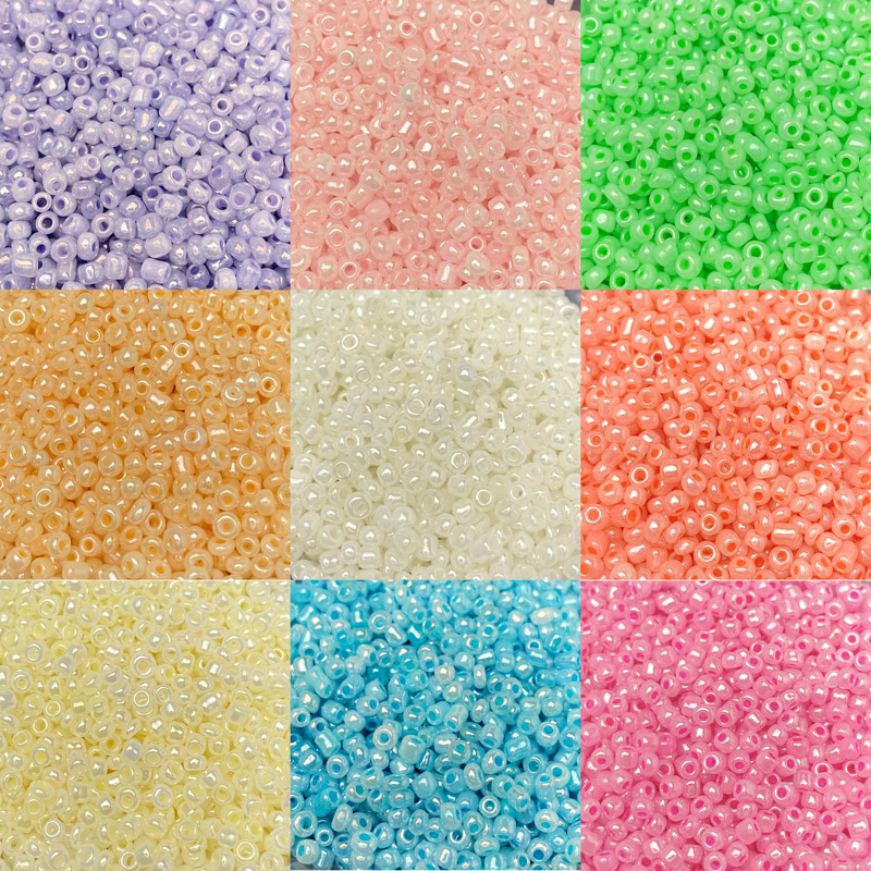 3MM奶油米珠diy手工串珠材料玻璃珠小米珠散珠子发簪流苏材料包_虎窝淘