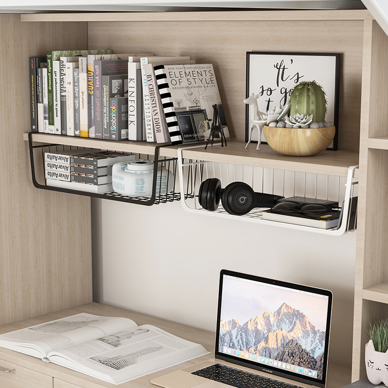 办公室收纳架书架桌下桌面置物架书桌整理神器办公桌书籍书柜隔板_虎窝淘