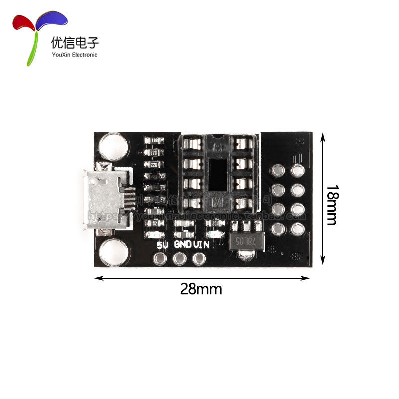 开发板ATtiny13A/ATtiny25/ATtiny45/ATtiny85可插拔开发编程板_虎窝淘