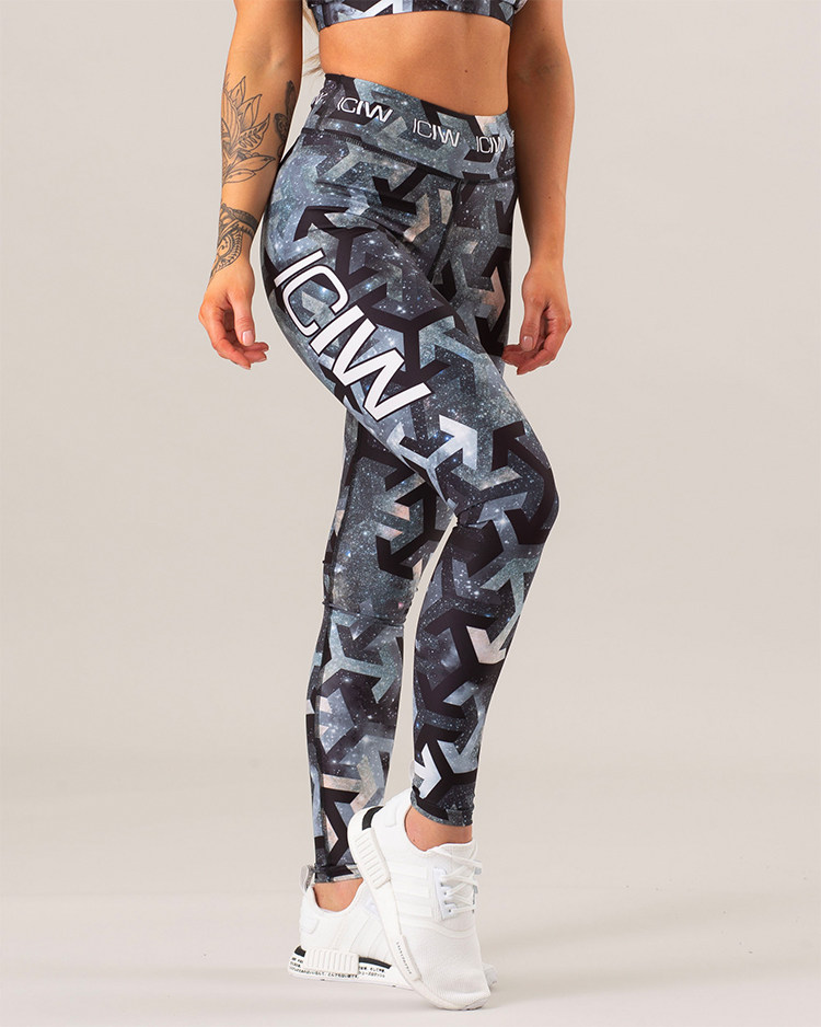 ICIW MAZE SHINE TIGHTS肯威星云闪耀高腰女式高弹紧身裤莱卡速干_虎窝淘