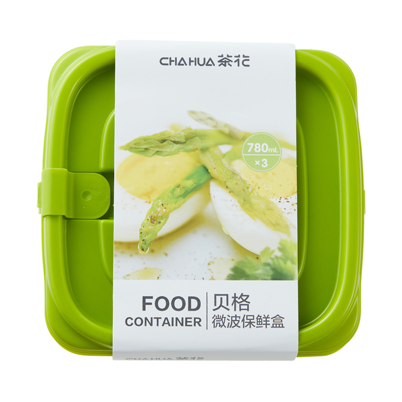 茶花贝格微波保鲜盒780ml*3颜色随机发货_虎窝淘
