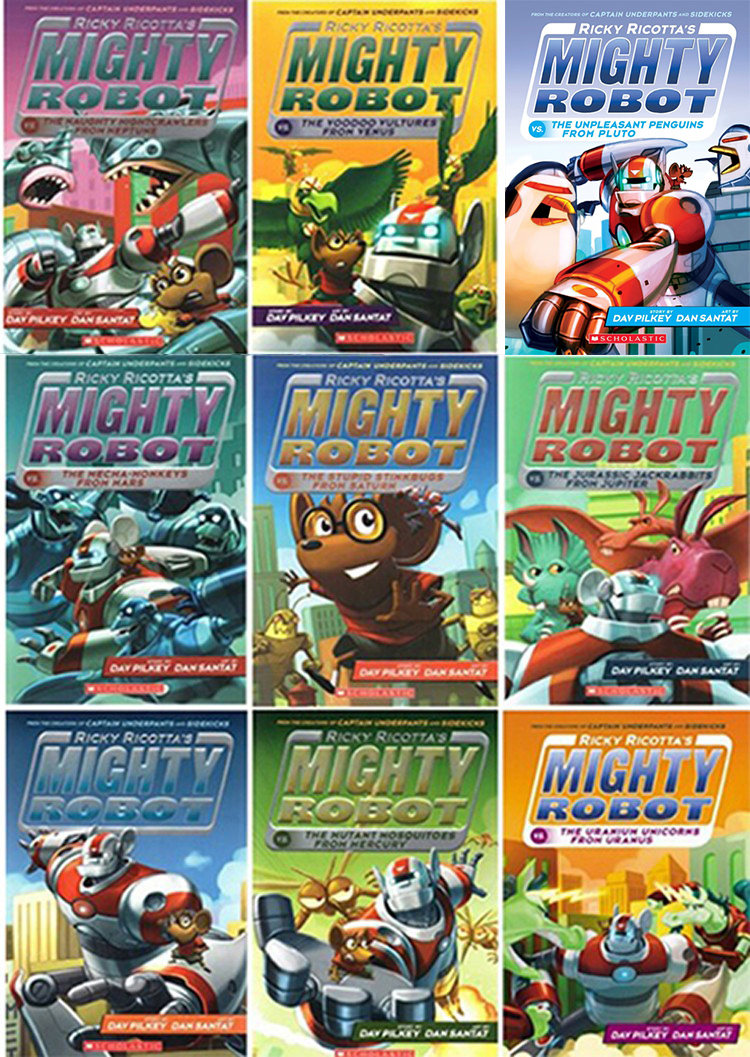 英文原版 Ricky Ricotta's Mighty Robot威猛机器人9册内裤超人队长同作者 Dav Pilkey全彩儿童桥梁小说书中 ...