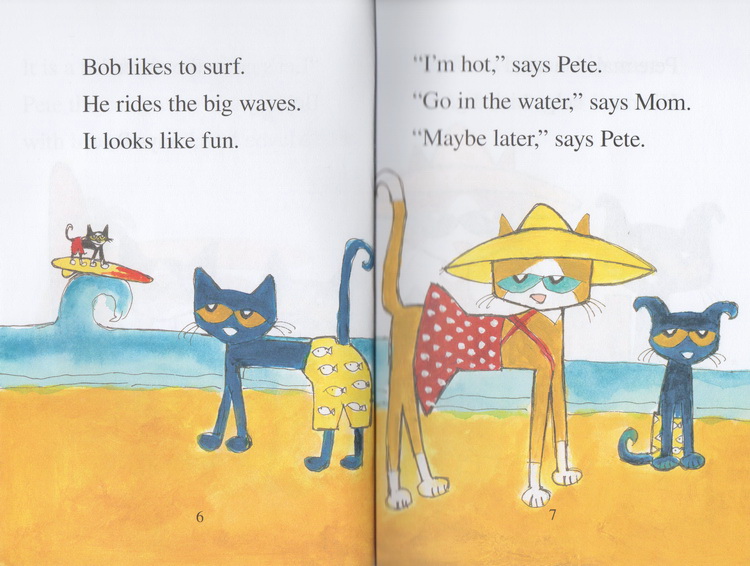英文原版 Pete the Cat: Pete at the Beach皮特猫 I can read 1分级读物儿童绘本图画故事书_虎窝淘
