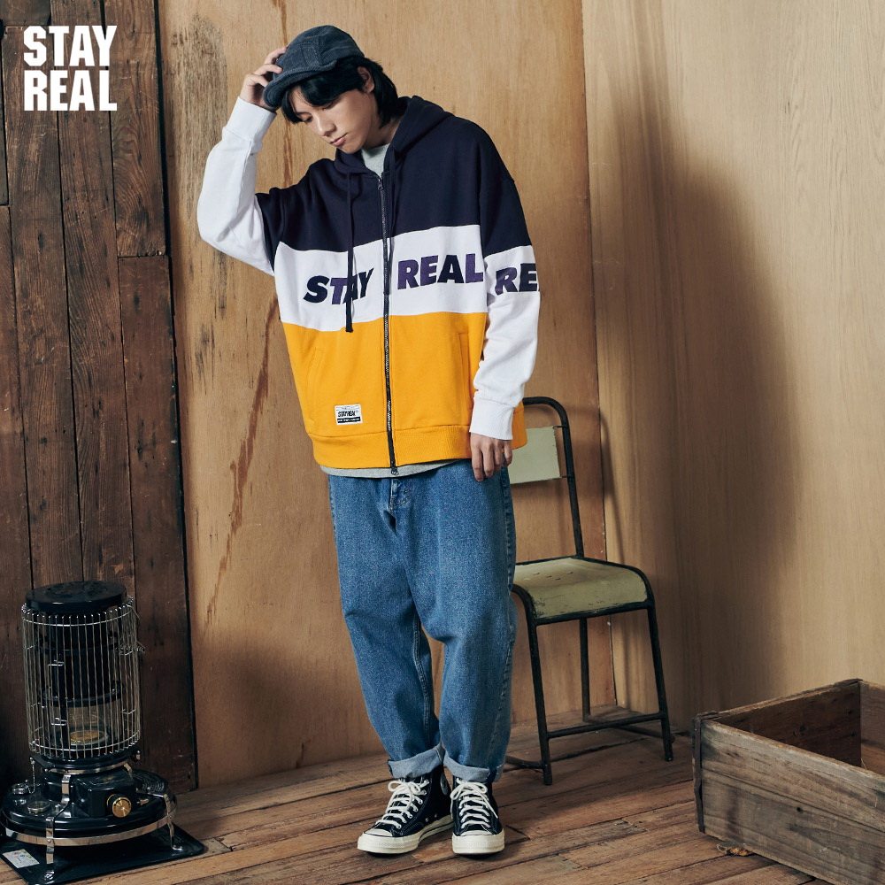 阿信同款STAYREAL潮牌拼接连帽外套男女情侣户外运动夹克秋冬新款_虎窝淘