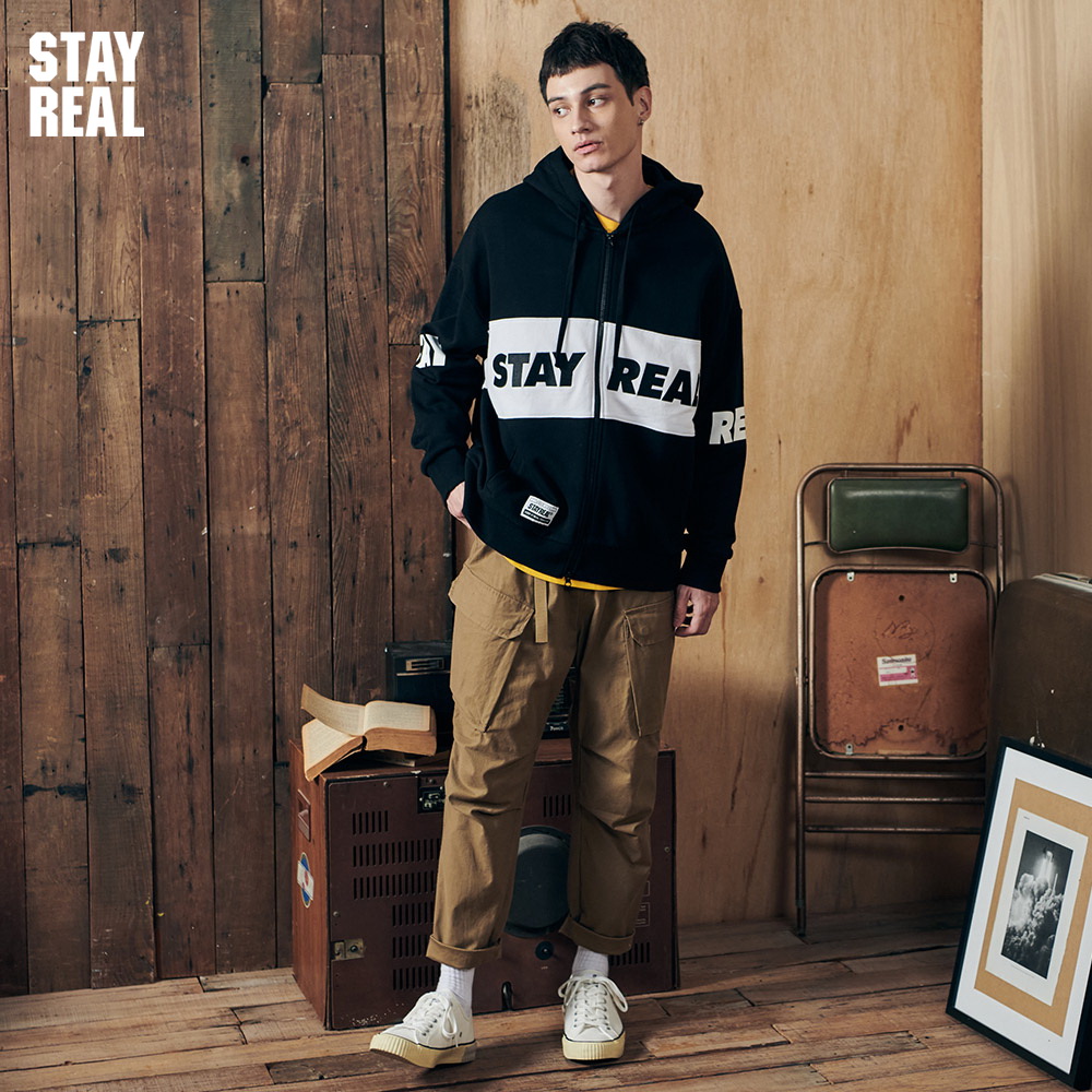 阿信同款STAYREAL潮牌拼接连帽外套男女情侣户外运动夹克秋冬新款_虎窝淘
