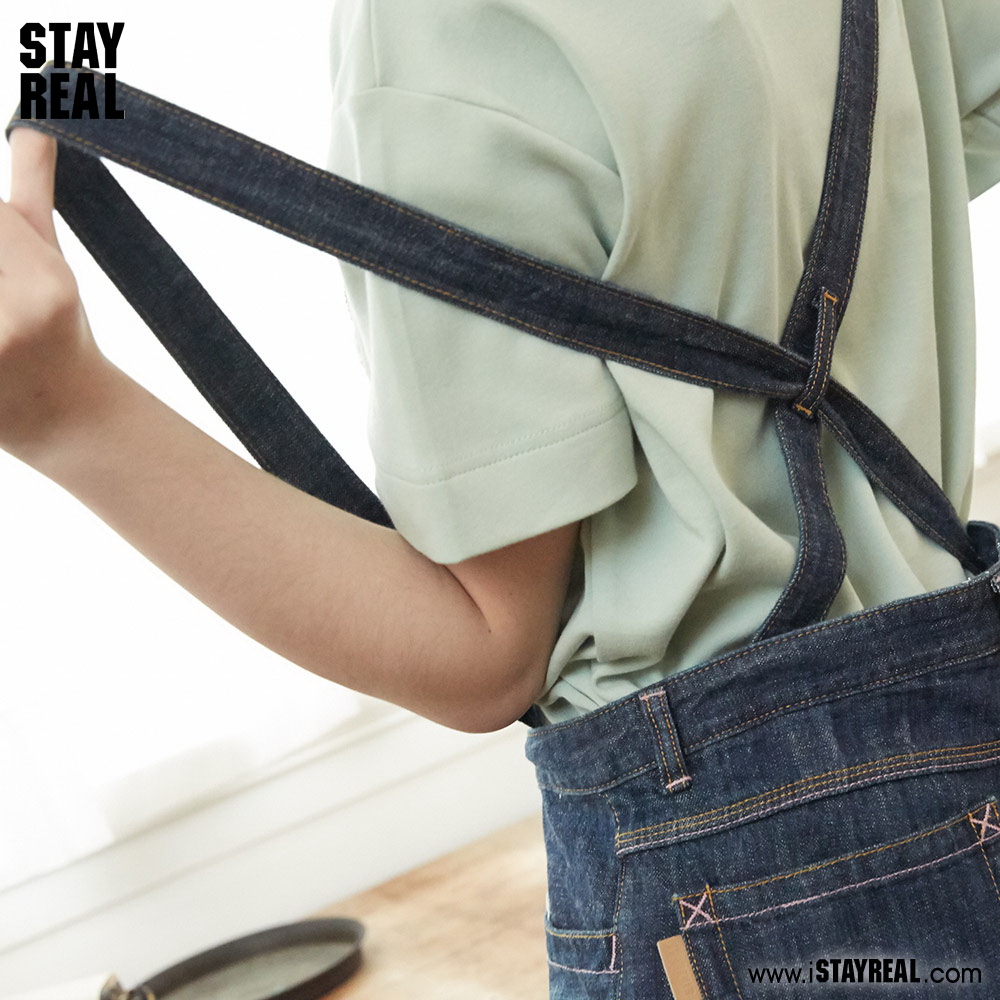 STAYREAL丹宁吊带裤牛仔裤背带裤潮流七分裤ins女休闲简约日系_虎窝淘