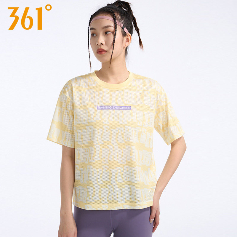 361度女装运动短袖2022夏季新款361速干透气网眼训练圆领T恤4126_虎窝淘