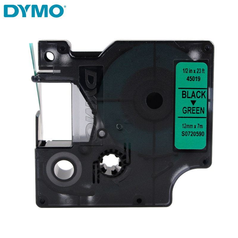 dymo达美标签机色带45019不干胶线缆标签纸12MM*7M绿底黑字D1色带S0720740适用LM160 210D PnP PC 420P ...