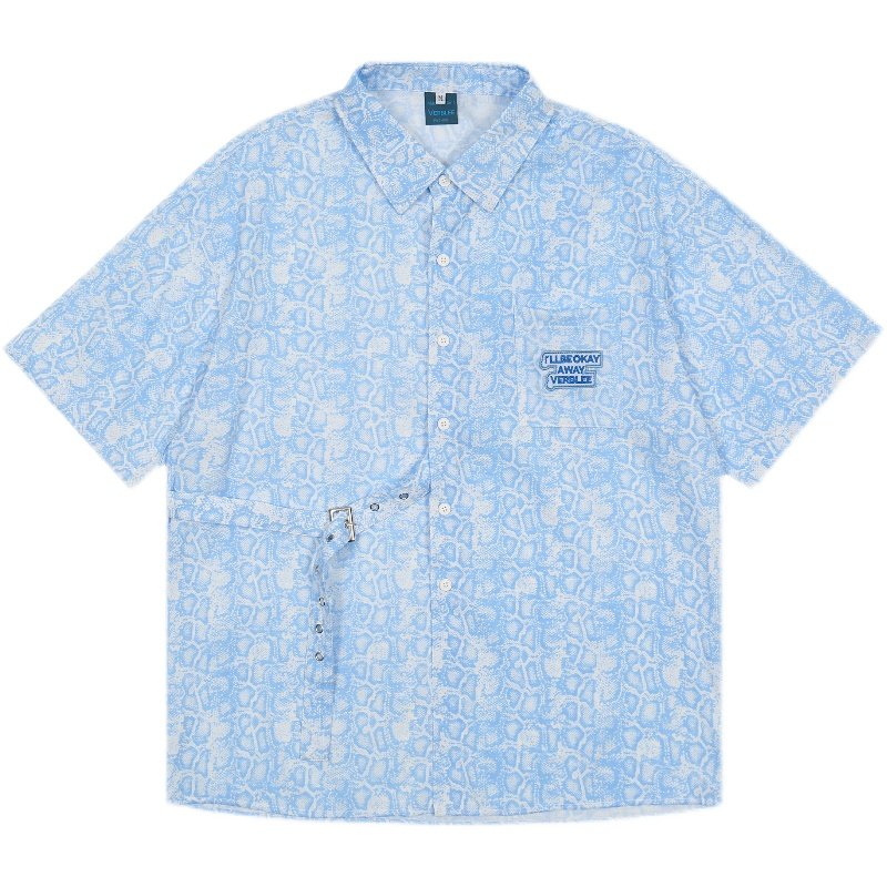 ZHL STUDIO短袖衬衫复古港味2023夏季新款设计感小众宽松原宿上衣_虎窝淘