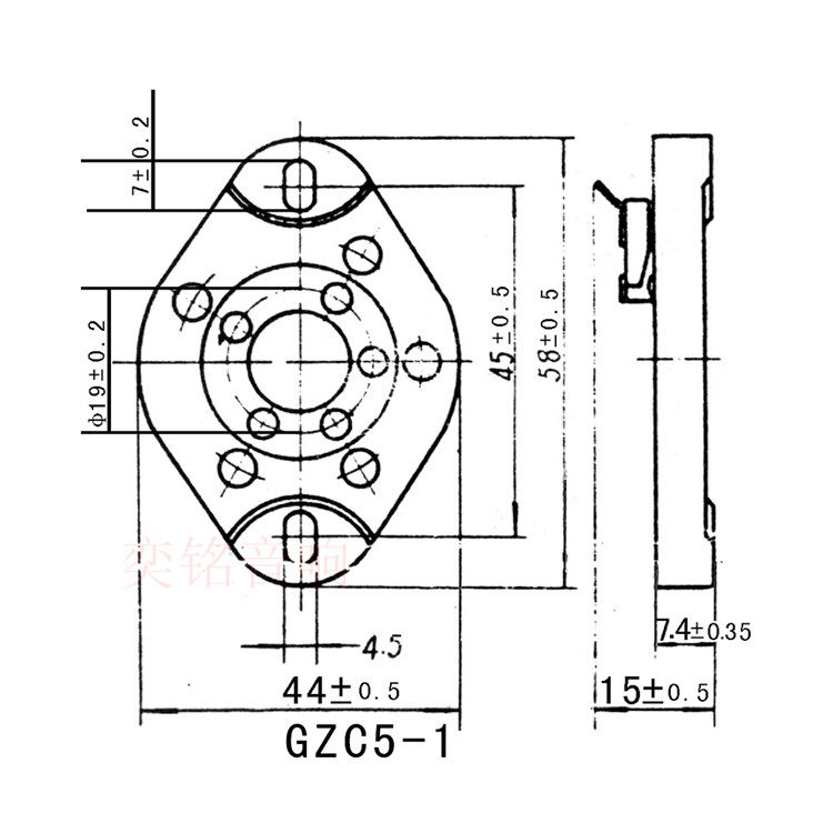 平板5脚陶瓷管座 807 FD422 FU-7 FU25 310A 6146B电子管管座五脚_虎窝淘