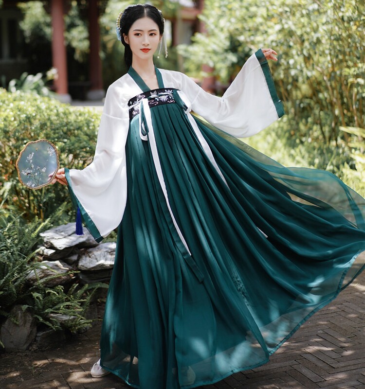 汉服女夏改良中国风正品原创两片式齐胸襦裙广袖上襦仙气飘逸古风_虎窝淘