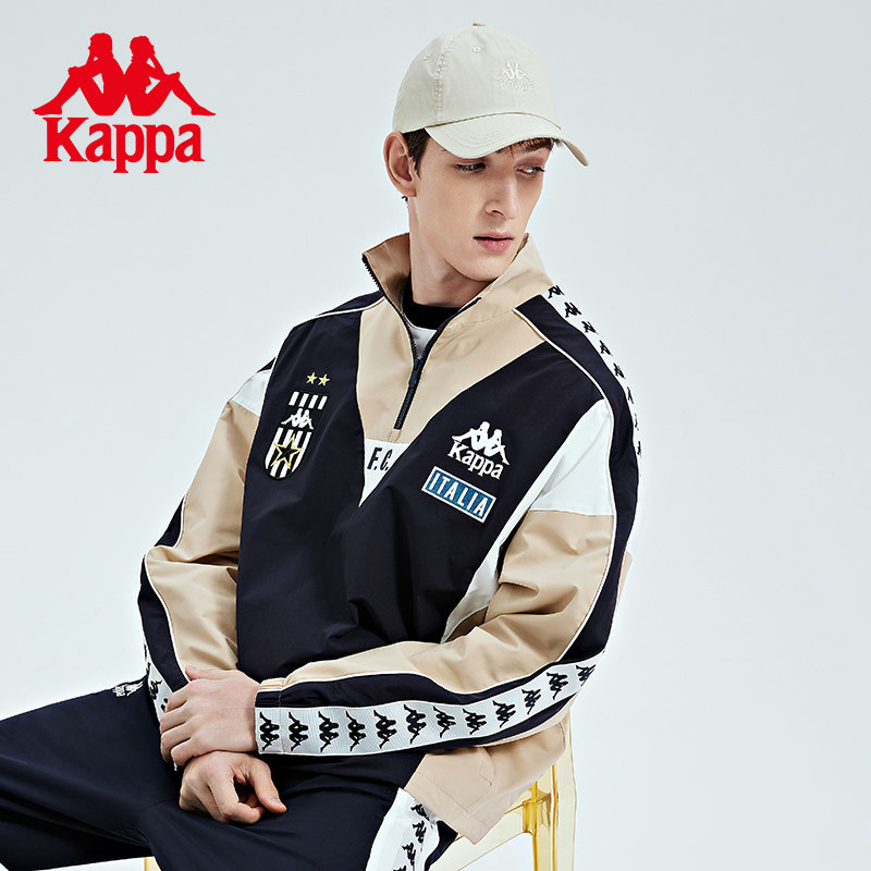 Kappa卡帕串标复古外套2023新款男梭织夹克撞色半拉链套头衫卫衣_虎窝淘